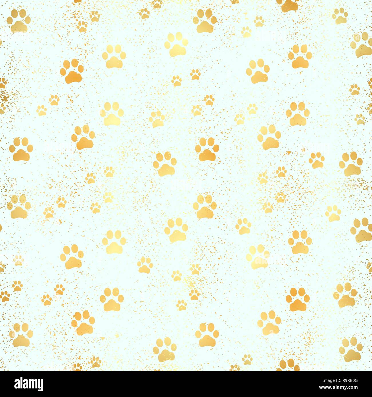 Gold Paw print seamless pattern. Seamless pattern of animal gold ...