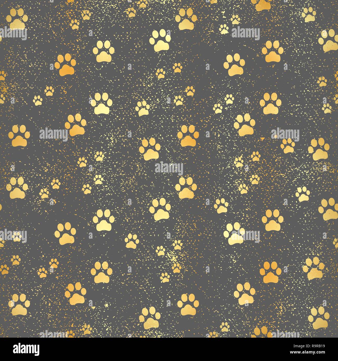 Gold Paw print seamless pattern. Seamless pattern of animal gold ...