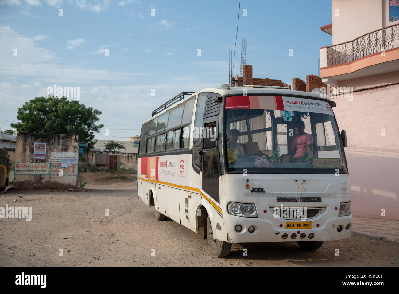 Local Indian bus rest stop in the beautiful small town of Mandawa ...