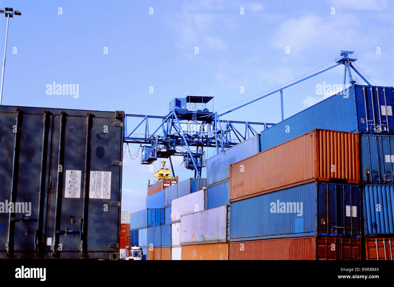Stacked up shipping containers at container terminal in port of ...
