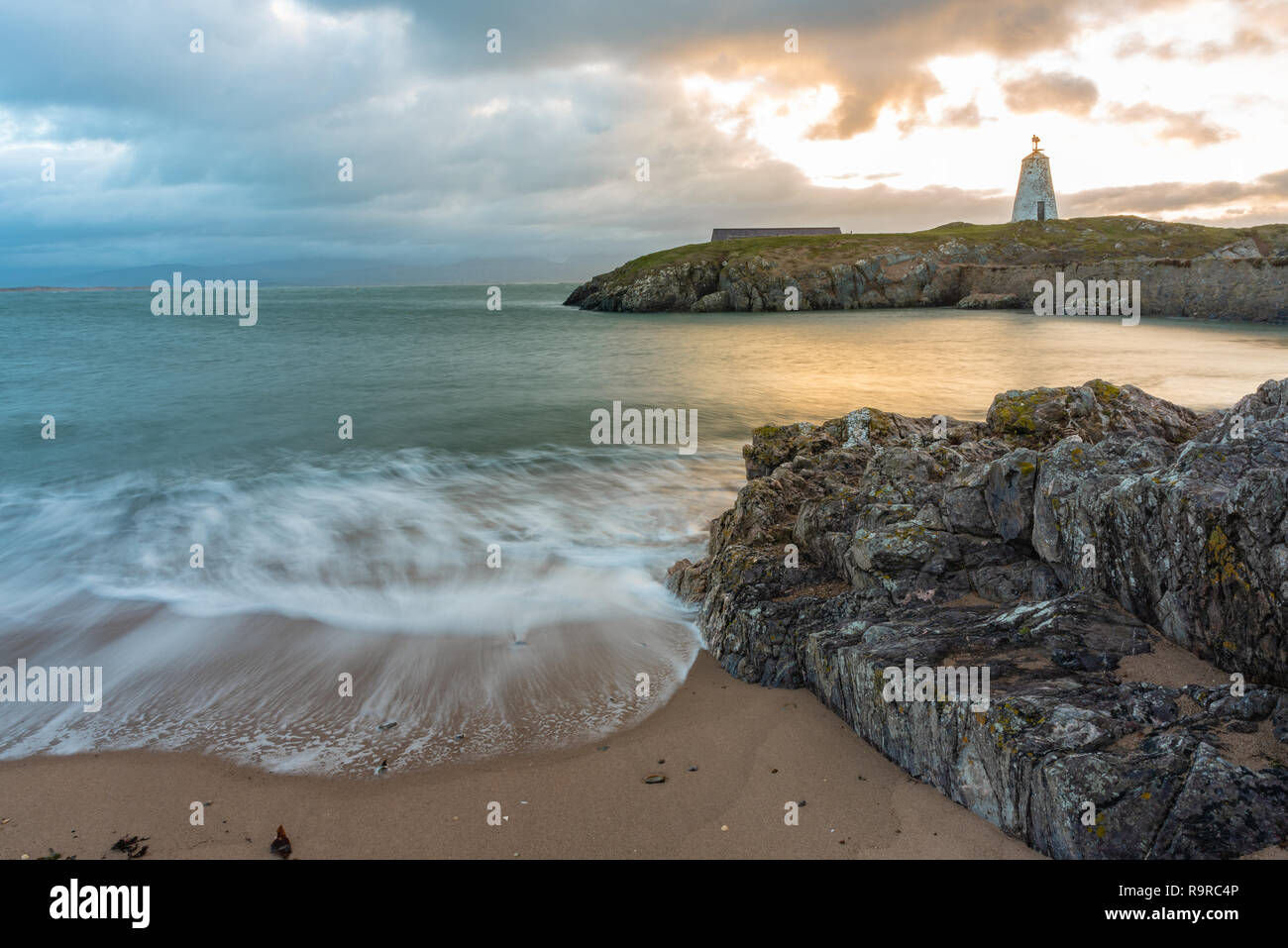 The Llanddwyn island lighthouse, Goleudy Twr Bach at Ynys Llanddwyn on ...