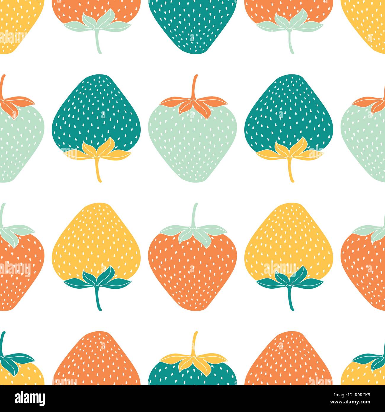 Seamless pattern of multicolor strawberries. Vector illustration Stock ...