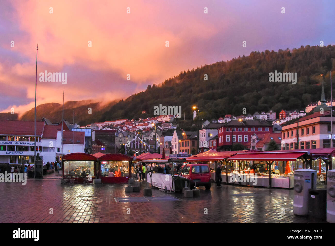Bergen in sunset, Norway Stock Photo - Alamy