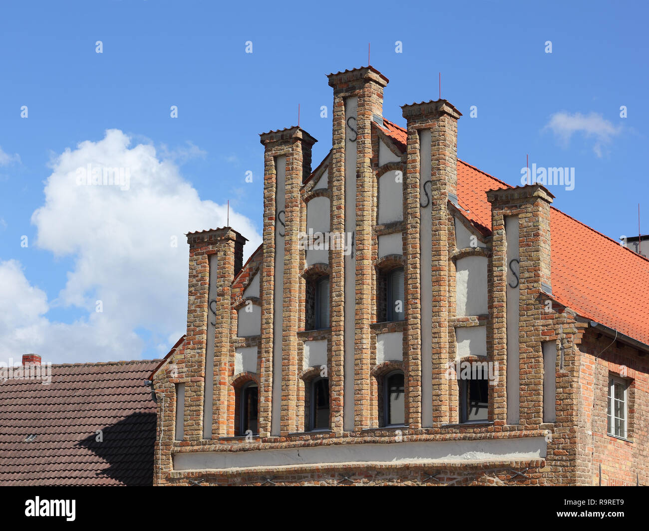 Gothic crow-stepped gable in Anklam in Germany Stock Photo - Alamy