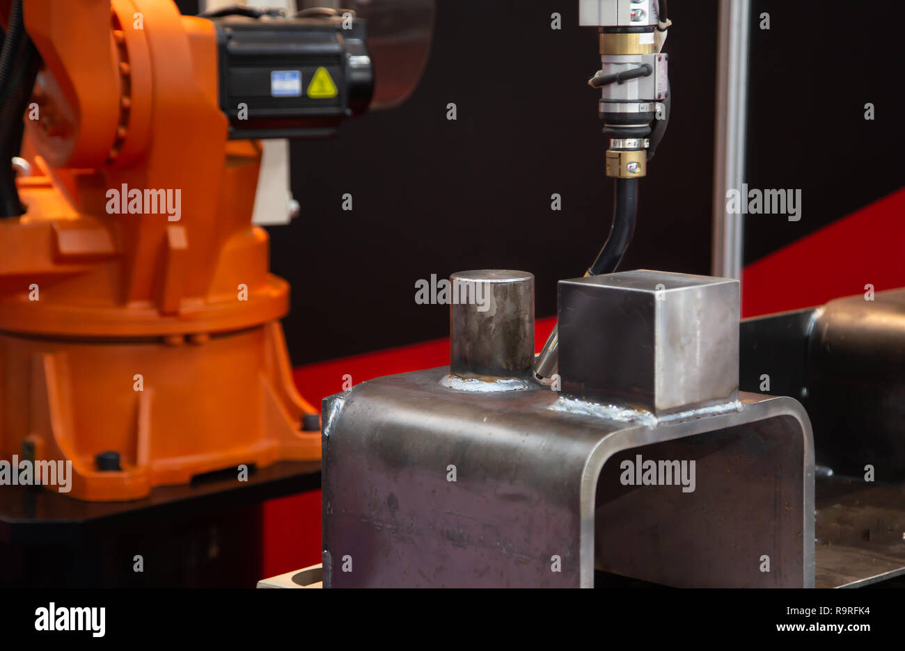 Industry robotic arc machine welding on steel Stock Photo - Alamy
