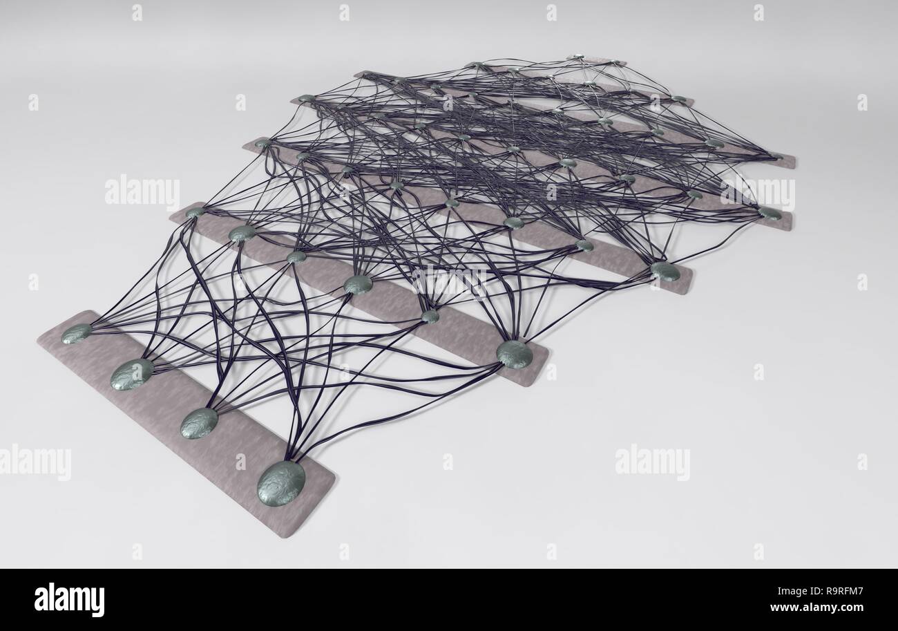Neural net. Neuron network. Deep learning. Cognitive technology concept. 3d render Stock Photo ...