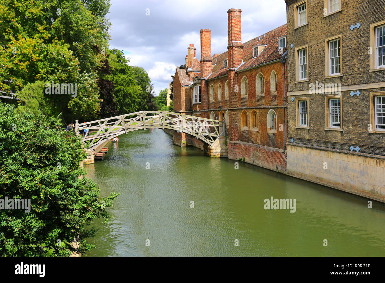 Mathematical bridge of wood at the Queens College in Cambridge, United ...