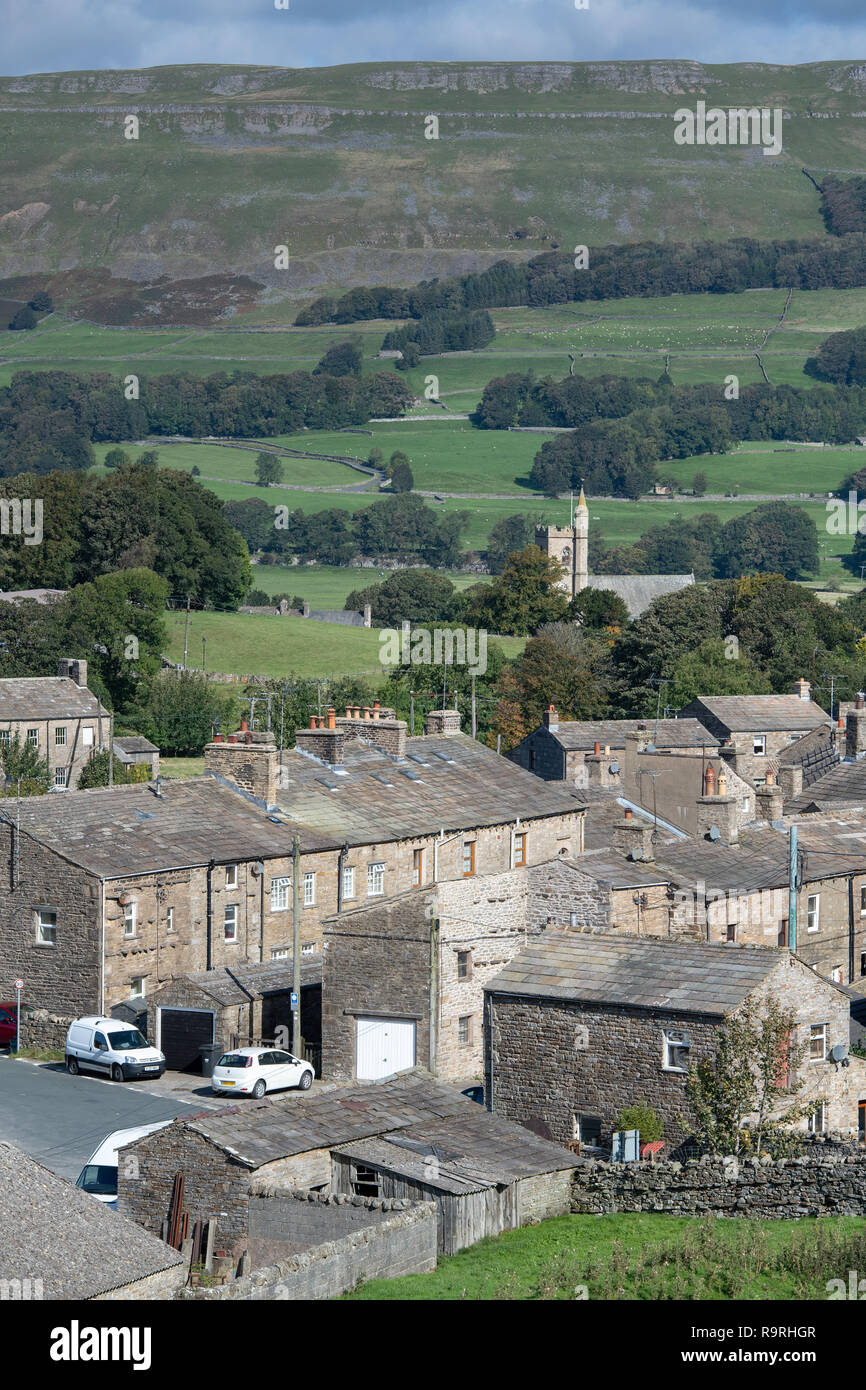 Village of Gayle in Wensleydale, with St Margarets parish Church in ...