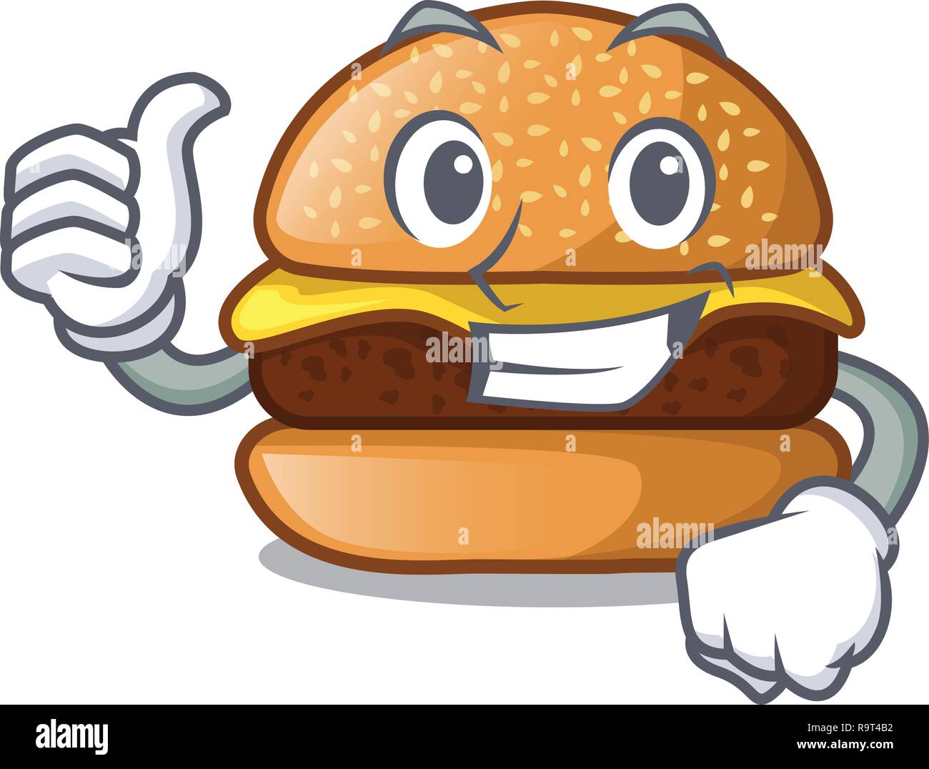Thumbs up cheese tasty burger on character table Stock Vector Image ...