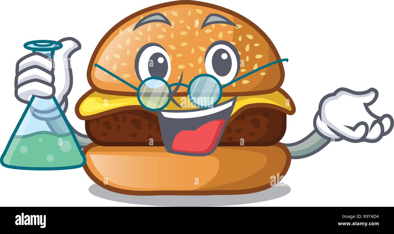 Professor cheese tasty burger on character table Stock Vector Image ...