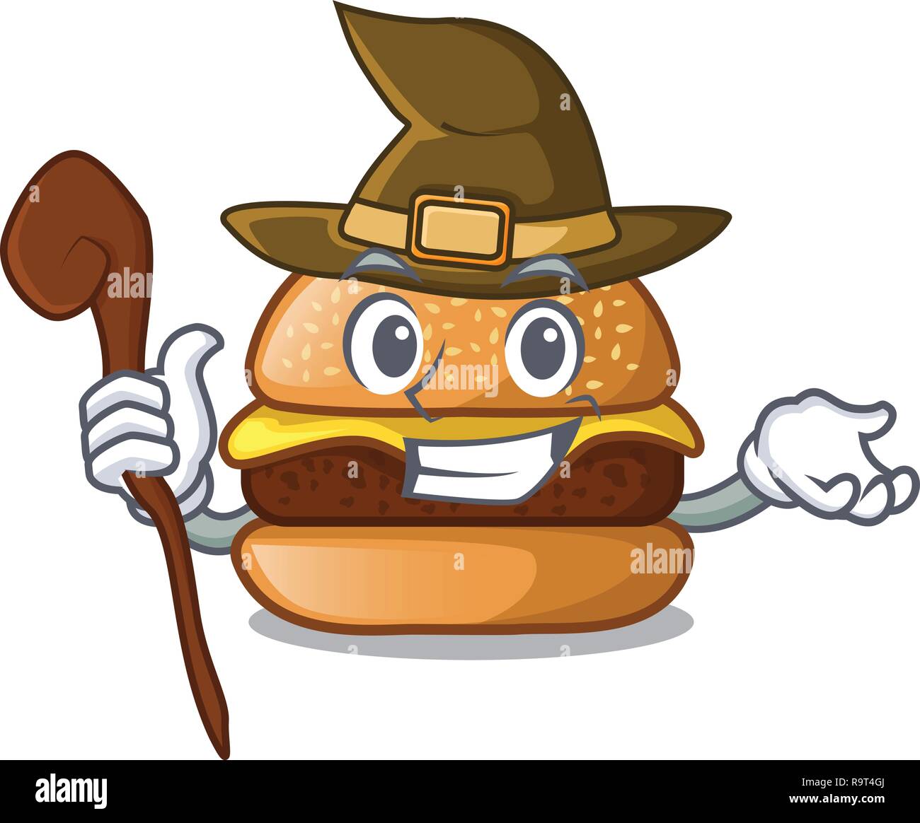 Witch cheese burger located on plate cartoon Stock Vector Image & Art ...