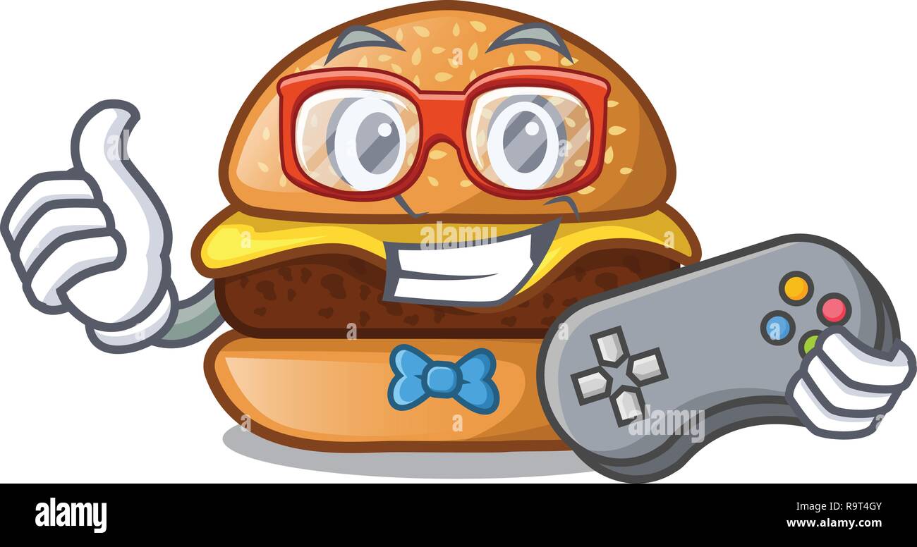 Gamer cheese burger located on plate cartoon Stock Vector Image & Art ...