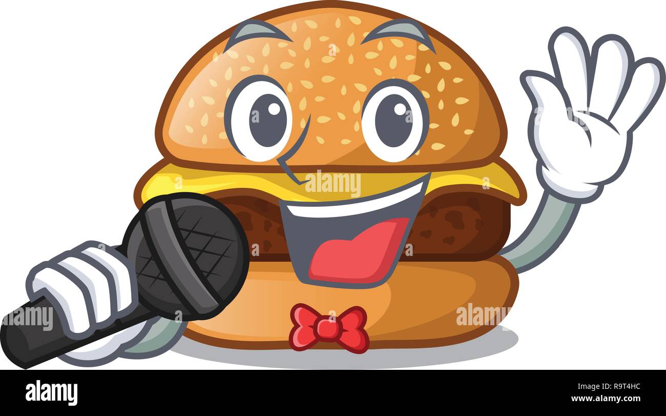 Singing cheese burger located on plate cartoon Stock Vector Image & Art ...
