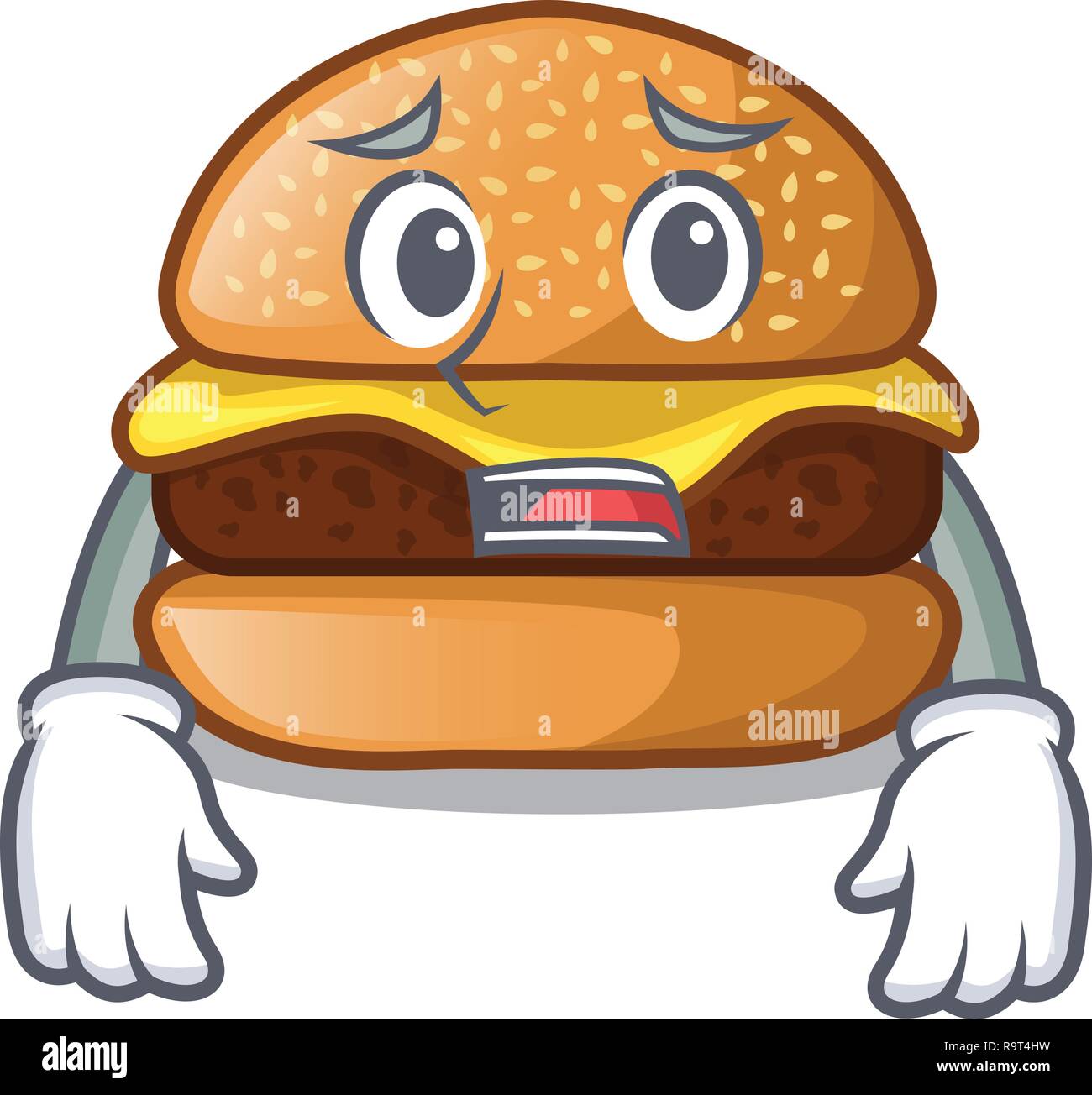 Afraid cheese burger located on plate cartoon Stock Vector Image & Art ...