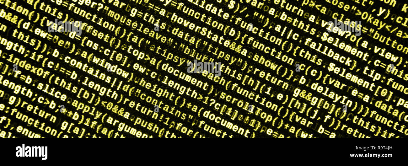 Computer program preview. Programming code typing. Information technology website coding ...