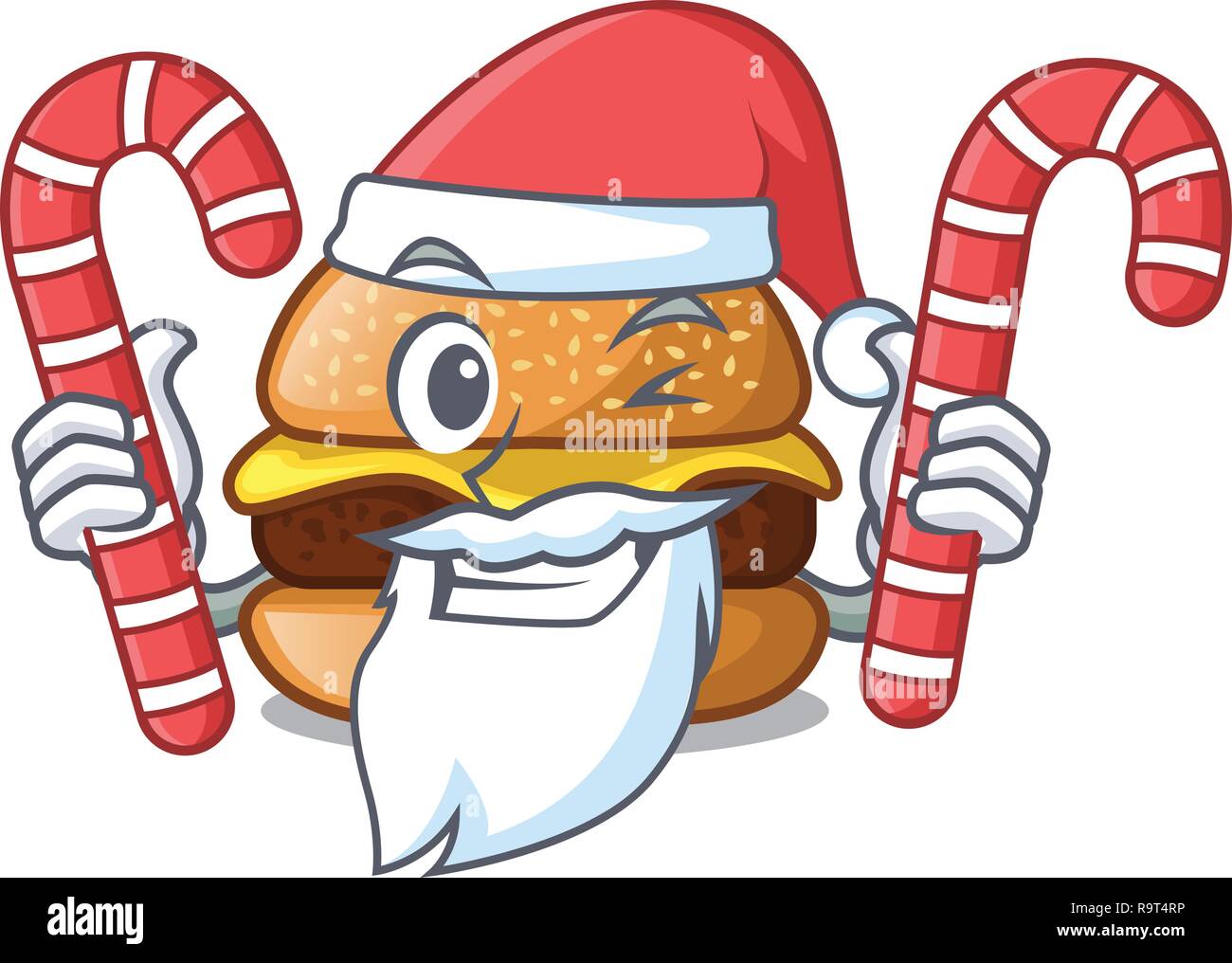 Santa with candy hamburger with the cartoon cheese toping Stock Vector ...