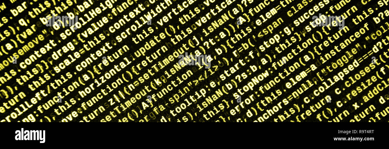 Computer program preview. Programming code typing. Information technology website coding ...