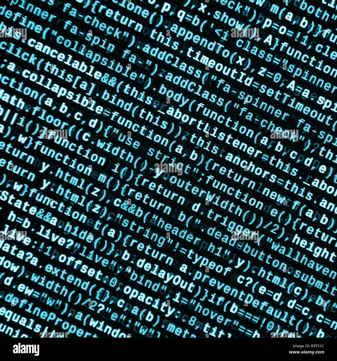 JavaScript code in text editor. Coding cyberspace concept. Screen of ...