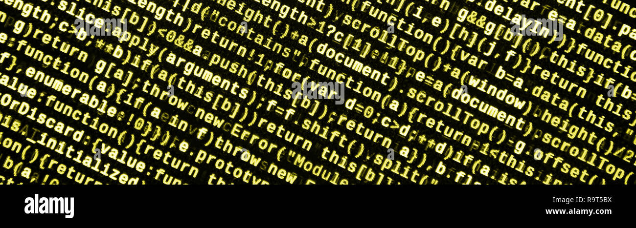 Computer program preview. Programming code typing. Information technology website coding ...