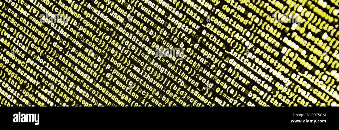 Computer program preview. Programming code typing. Information technology website coding ...