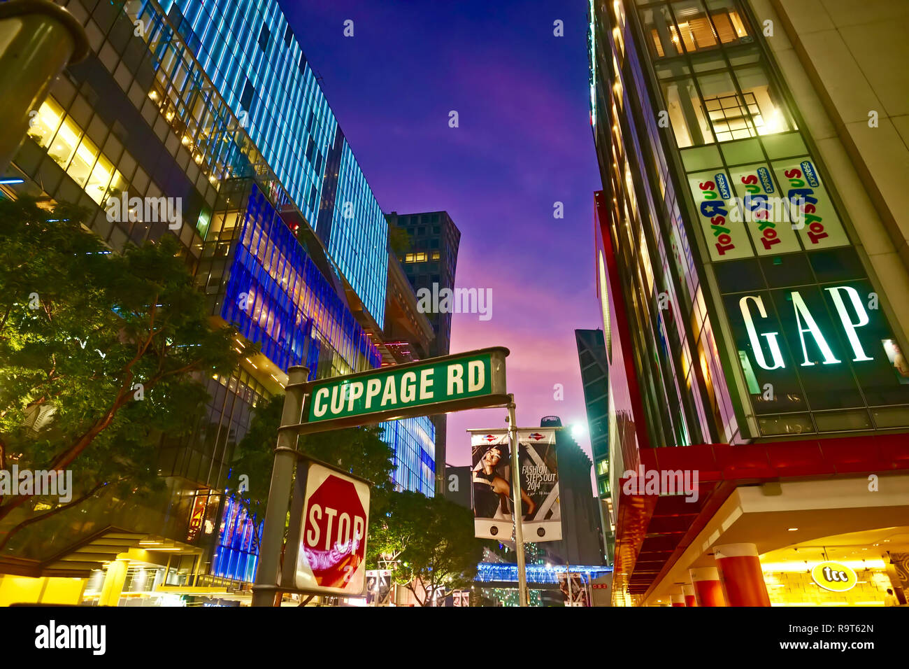Shopping malls in luxury shopping street Orchard Road at corner Cuppage ...