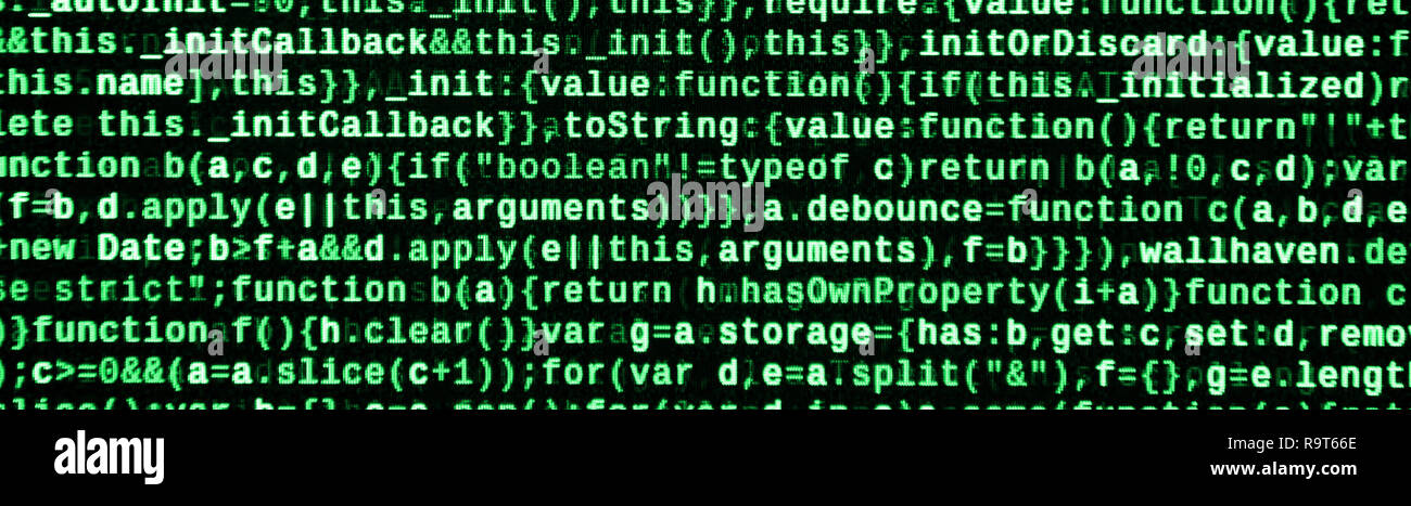 JavaScript code in text editor. Coding cyberspace concept. Screen of ...