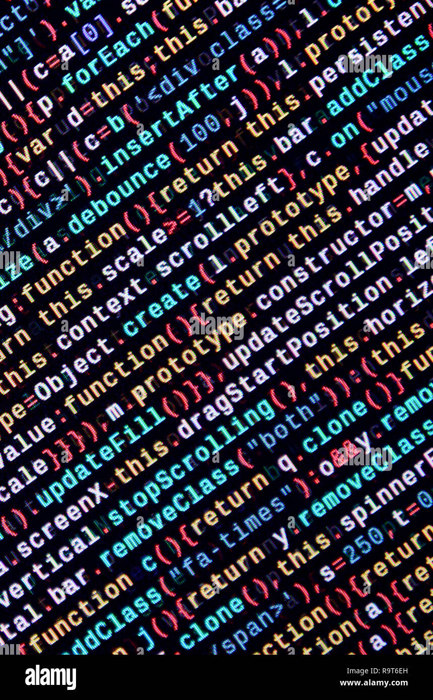 Big data and Internet of things trend. IT specialist workplace. Website ...