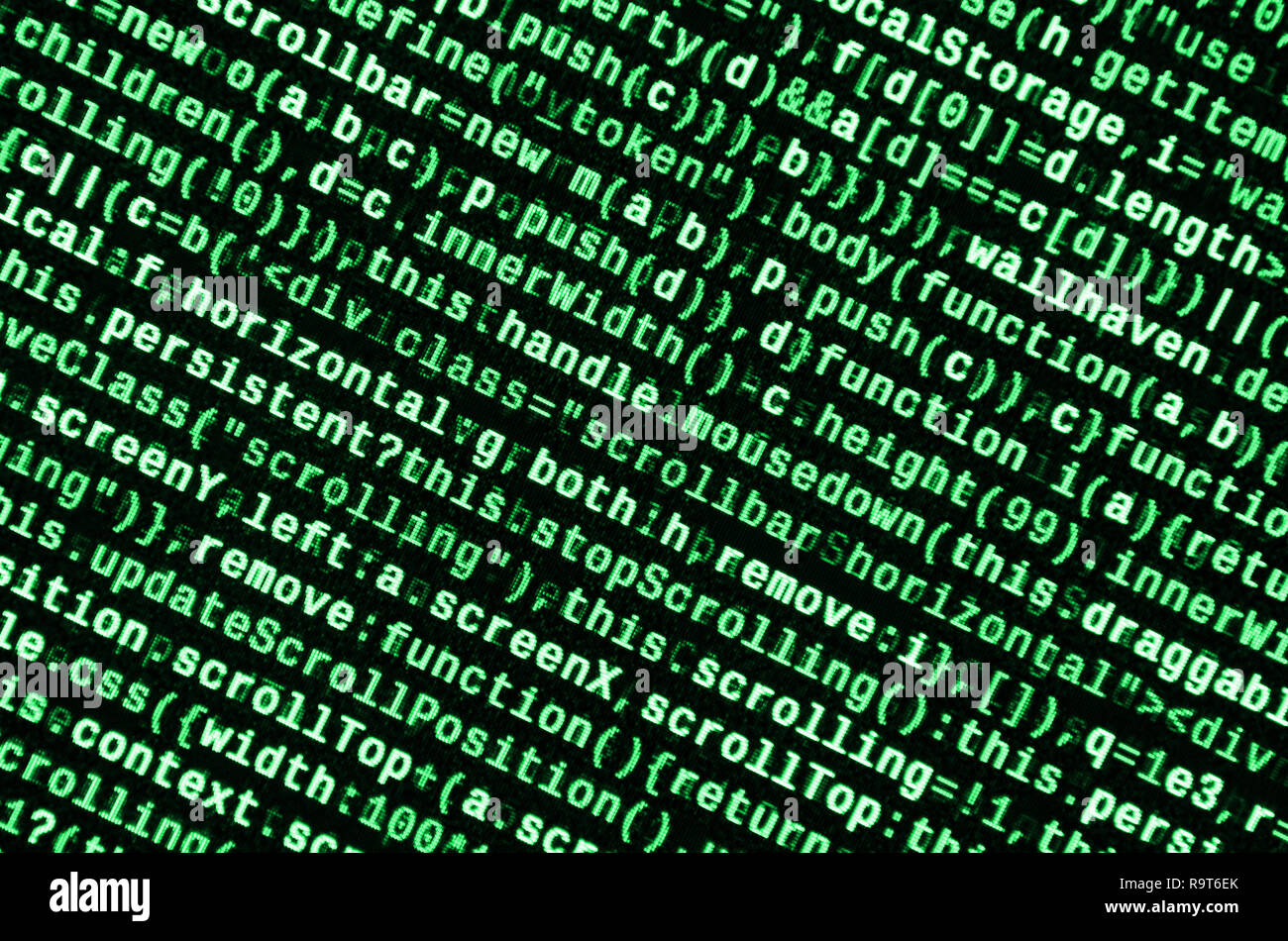 Computer program preview. Programming code typing. Information technology website coding ...