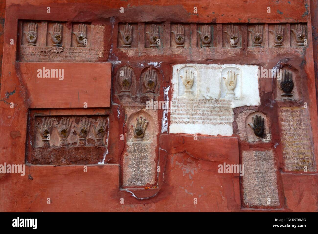 Sati Suttee handprints widow burning on a wall at Junagarh Fort Bikaner ...