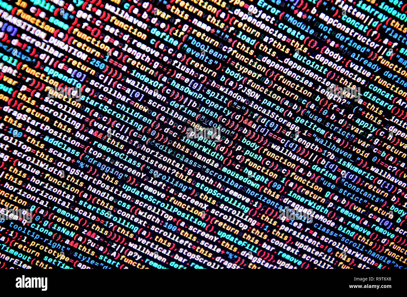 Software Developer Programming Code On Computer Abstract Computer Script Source Code Shallow
