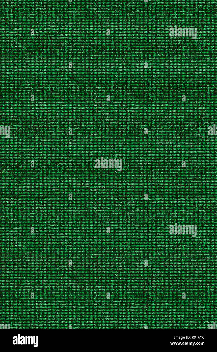 Writing programming code on laptop. Digital binary data on computer ...