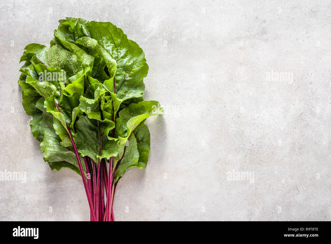 Bunch of sweet beet leaves. Green vegetables, top view Stock Photo - Alamy