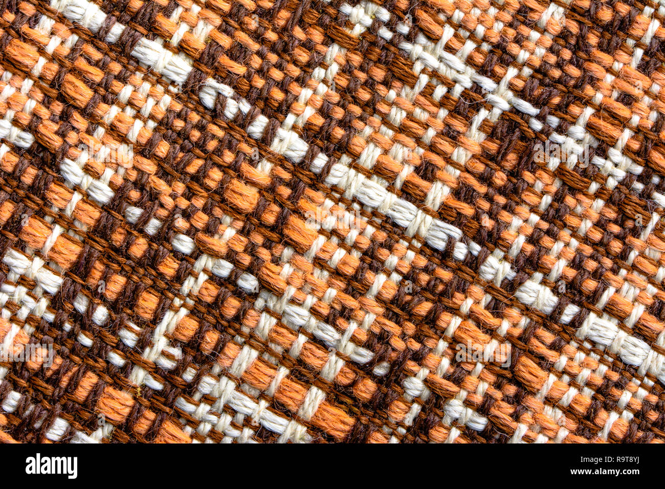 Brown textile texture, woven checkered old fabric pattern in retro ...