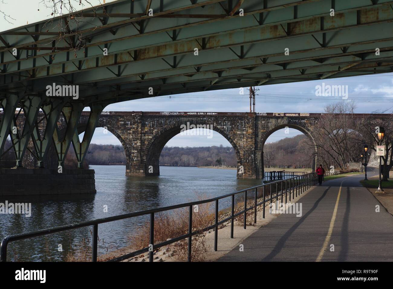 View from the banks of the Schuylkill River, Philadelphia, PA Stock ...