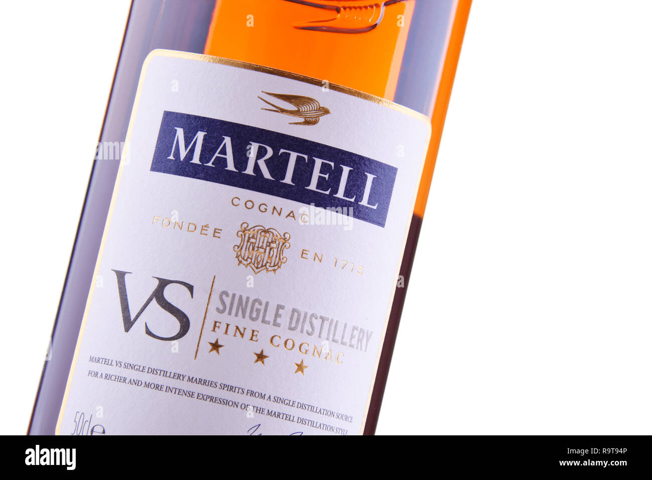 POZNAN, POL - SEP 27, 2018: Bottle of Martell Cognac, a brand founded ...