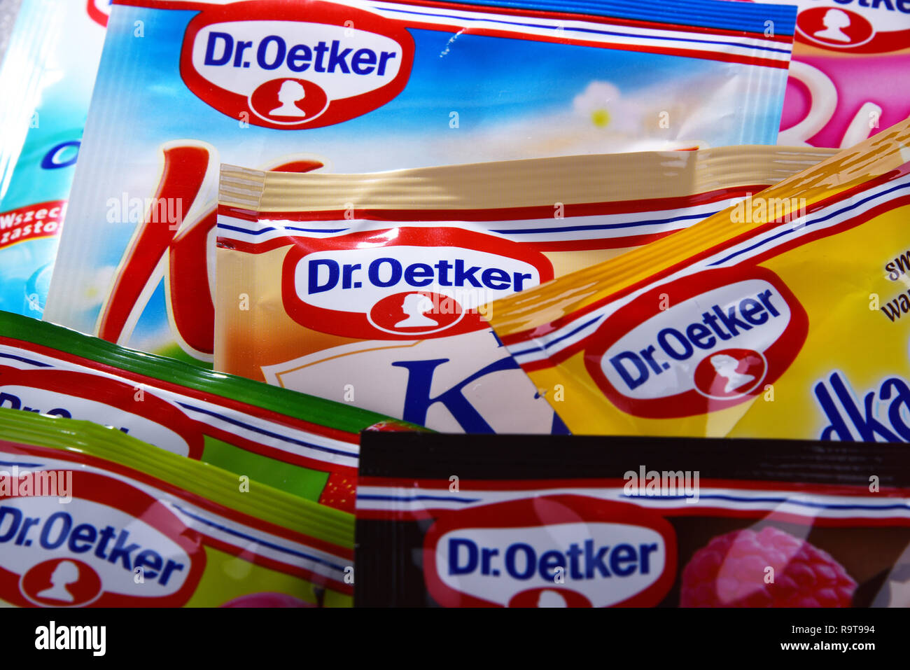 POZNAN, POL - SEP 28, 2018: Packages of Dr. Oetker products, a German ...