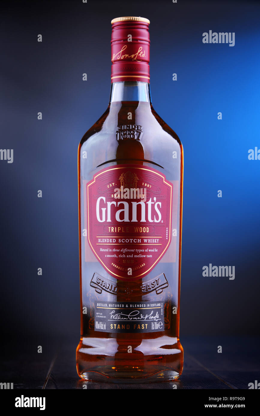 POZNAN, POL - NOV 29, 2018: Bottle of Grant's whisky, the oldest family ...