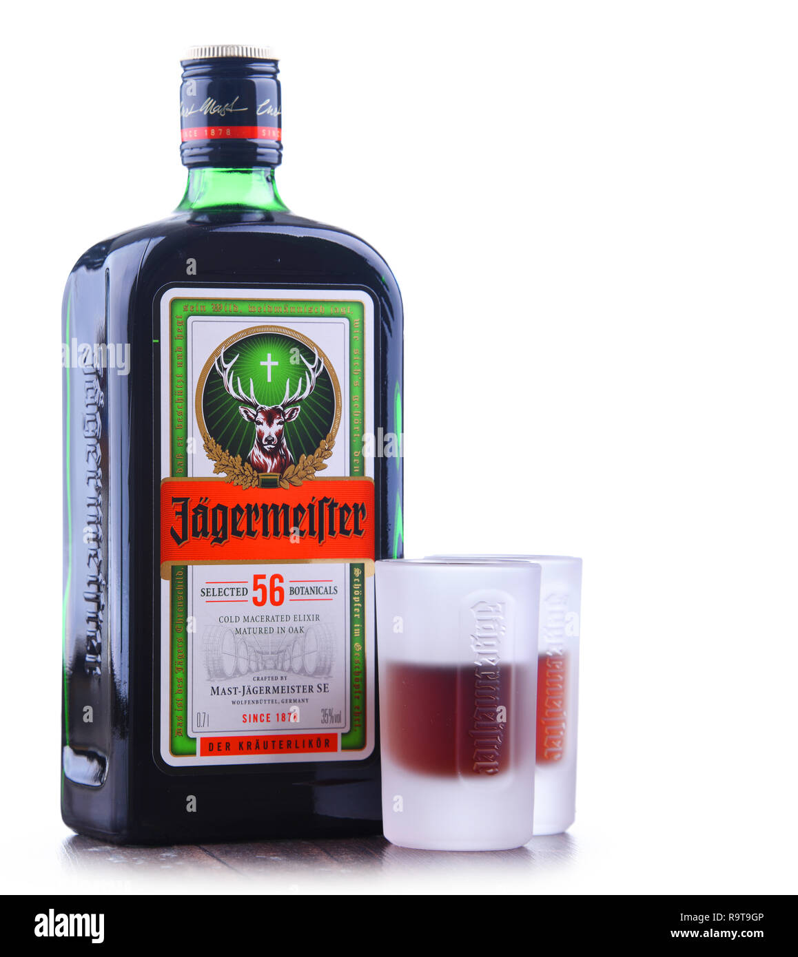 POZNAN, POLAND - NOV 29, 2018: Bottle of Jagermeister, German digestif ...