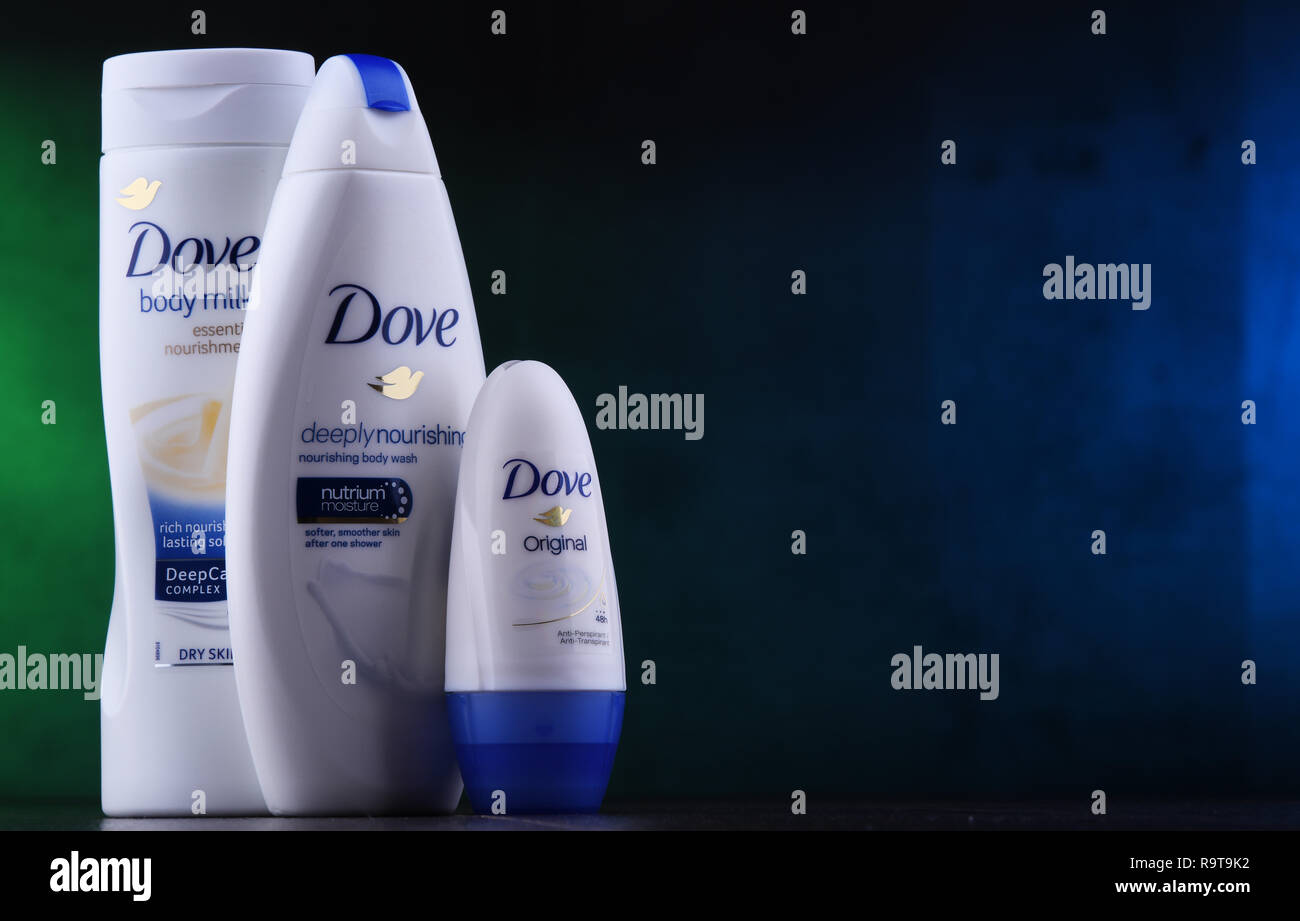 POZNAN, POL - DEC 5, 2018: Dove products. Introduced to the British ...