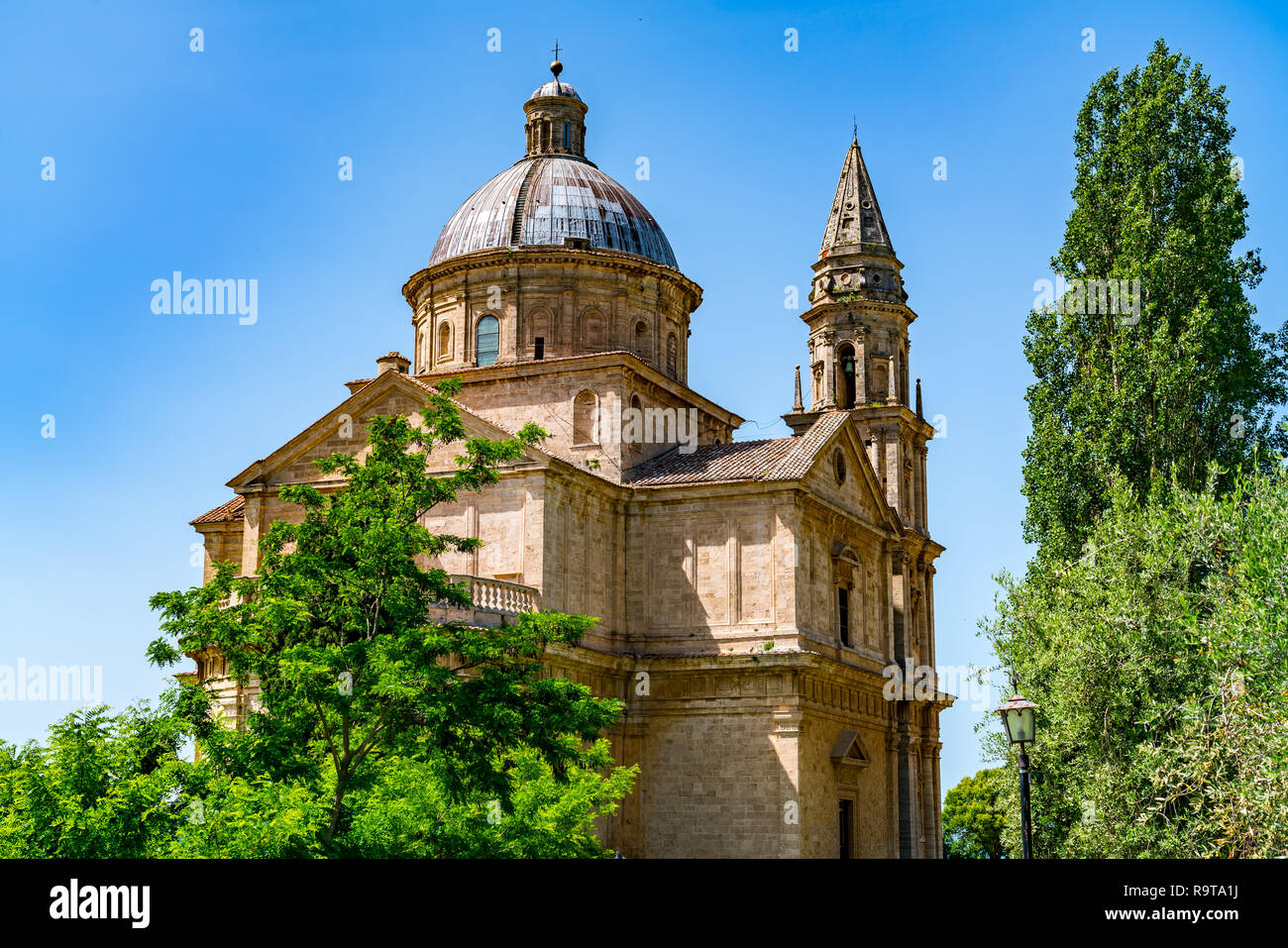 San Biagio church in the hill top town Montepulciano at Tuscany Italy ...