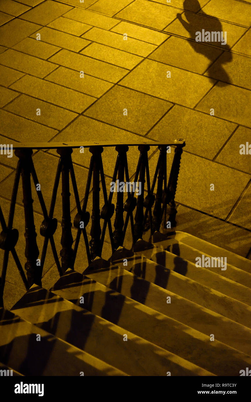 steps and shadows at night Stock Photo - Alamy
