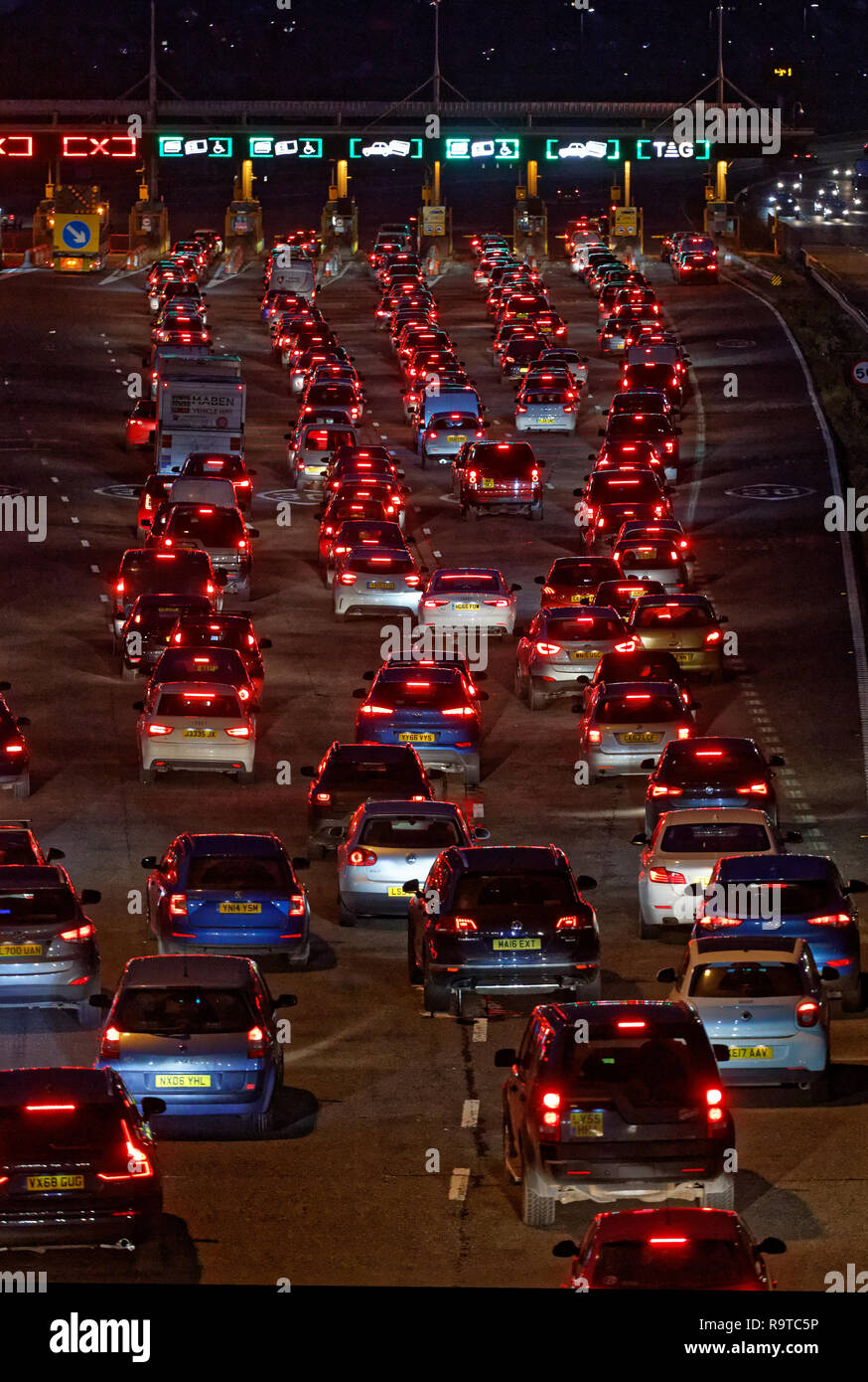 Pictured: Long queues of cars at the Severn Bridge tolls on the ...