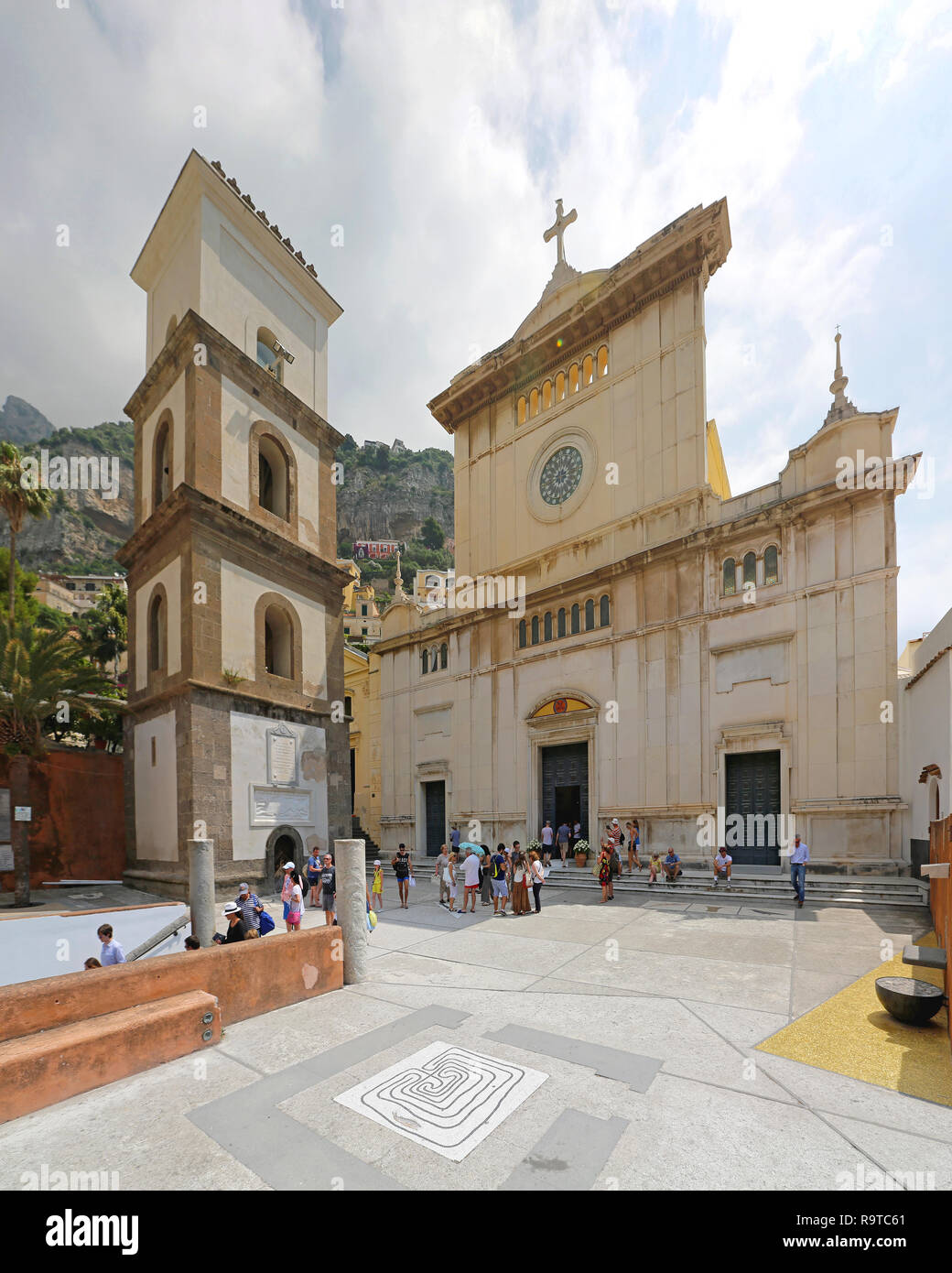 POSITANO, ITALY - JUNE 28: Santa Maria Church in Positano on JUNE 28 ...