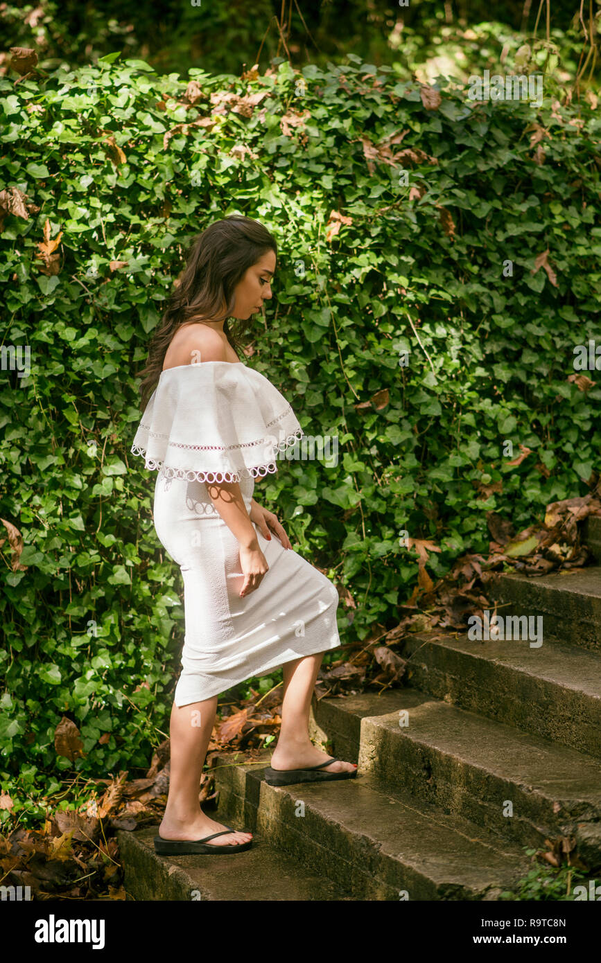 Woman Walking Up Stairs Side View High Resolution Stock Photography and ...