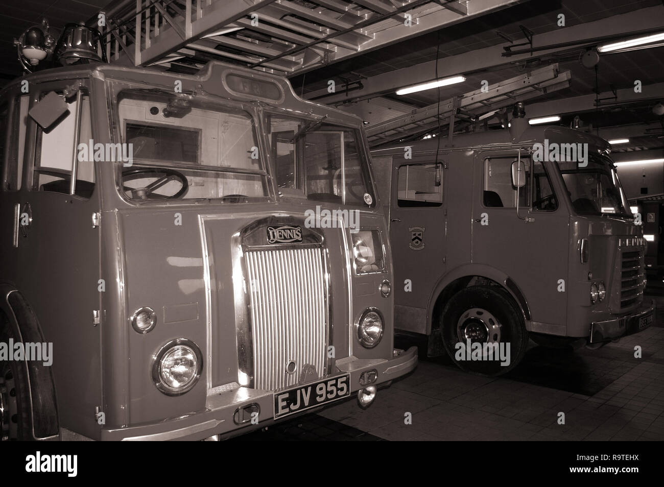 1960s fire engine in fire station vintage fire engine Stock Photo - Alamy