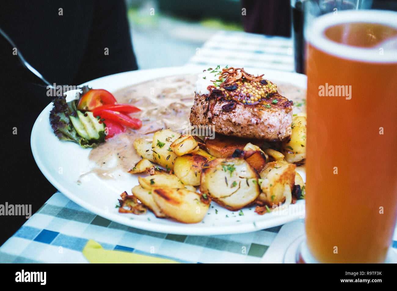 Meal with beer Stock Photo - Alamy