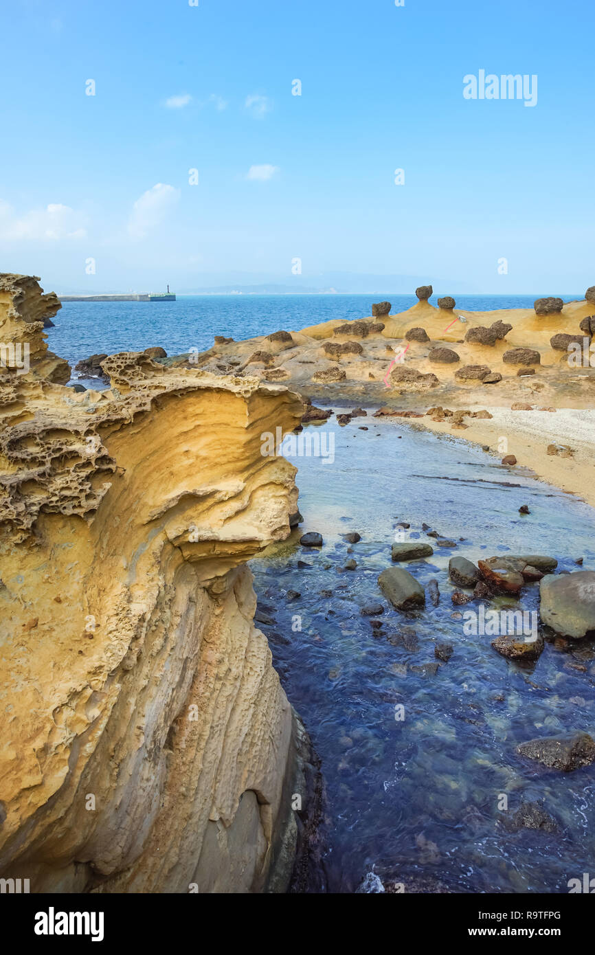 Scenery of Yehliu geopark in Taiwan. Yehliu geopark is the ...