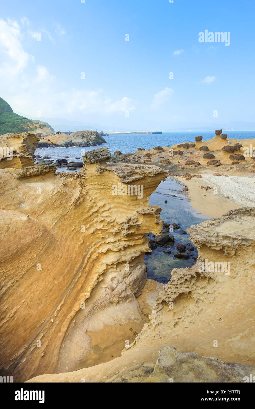 Scenery of Yehliu geopark in Taiwan. Yehliu geopark is the ...