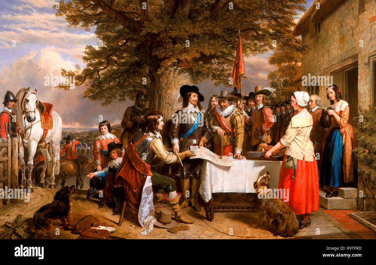 The Eve of the Battle of Edge Hill, 1642 - King Charles I stands centre ...