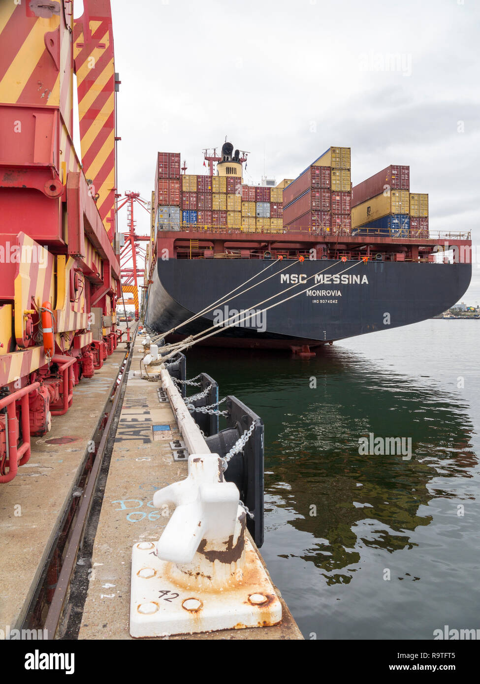 MSC Messina unloads cargo at Fremantle Port, Western Australia Stock ...
